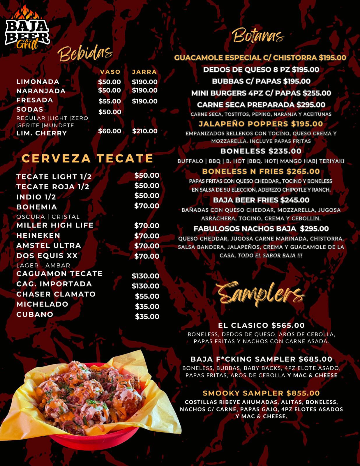Menú - Baja Beer & Grill